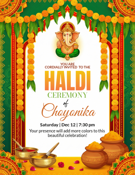Plantilla de White Haldi Ceremony Invitation Flyer | PosterMyWall