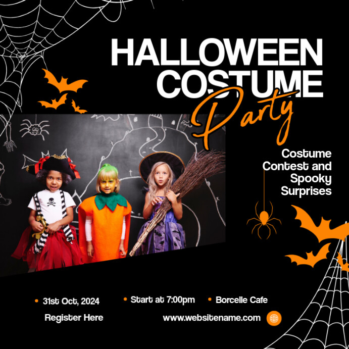 White Halloween Costume Party Instagram Post Template | PosterMyWall