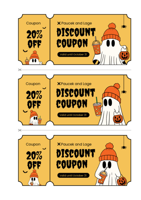 White Halloween Coupon A4 Template | PosterMyWall