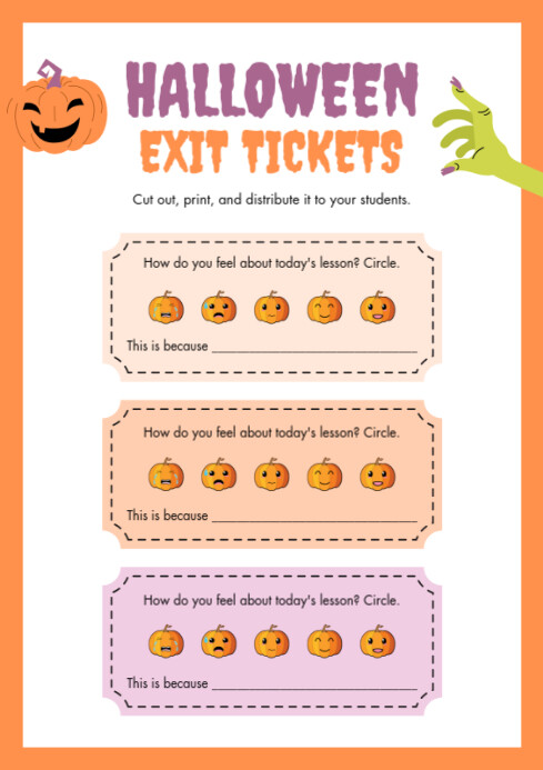 White Halloween Exit Tickets A4 Template | PosterMyWall