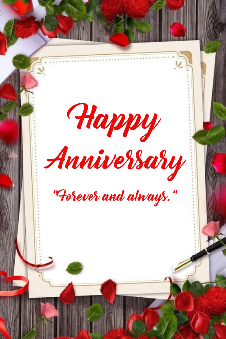 White Happy Anniversary Poster Template | PosterMyWall