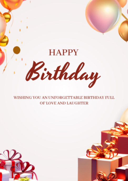 White Happy Birthday A2 Template | PosterMyWall