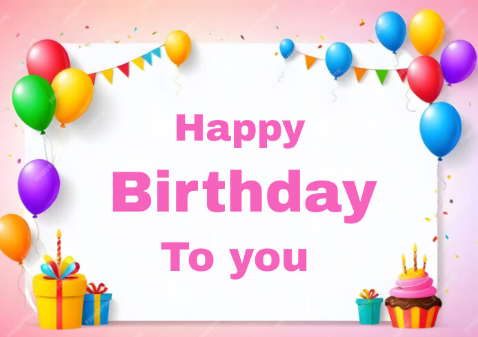 White Happy Birthday A4 Template | PosterMyWall