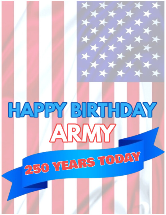 White Happy Birthday Army Celebration Flyer (us Letter) Template ...
