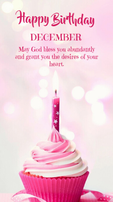 White Happy Birthday December Digital Display (9:16) Template ...