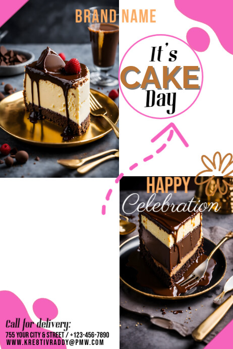 White Happy Cake Day Poster Template | PosterMyWall