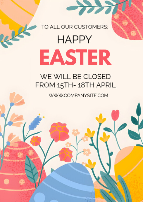Copy of White Happy Easter Closed A4 | PosterMyWall