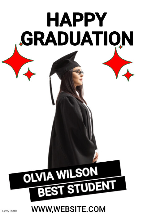White Happy Graduation Poster Template | PosterMyWall