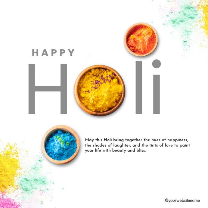 White Happy Holi Instagram Post Template | PosterMyWall