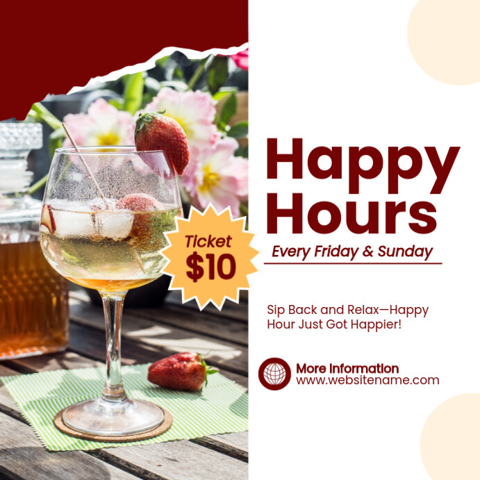 Copy of White Happy Hours Instagram Post | PosterMyWall