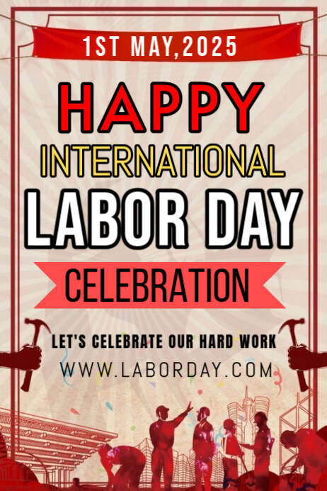White Happy International Labor Day Poster Template | PosterMyWall