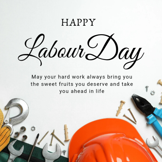 White Happy Labour Day Instagram Post Template | PosterMyWall