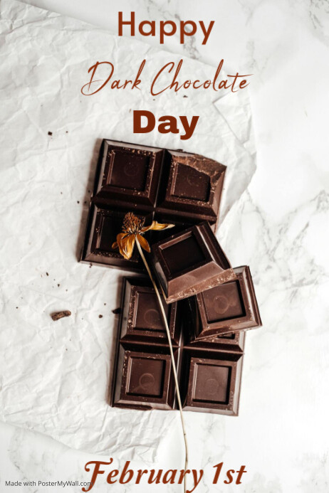 White Happy National Dark Chocolate Day! Poster Template | PosterMyWall