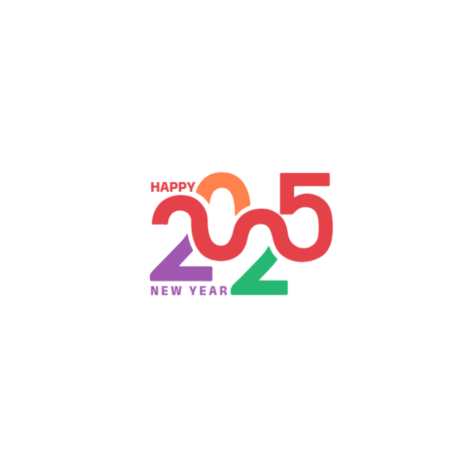 White Happy New Year 2025 Logo New Year 2025 Design 2025 Typography ...