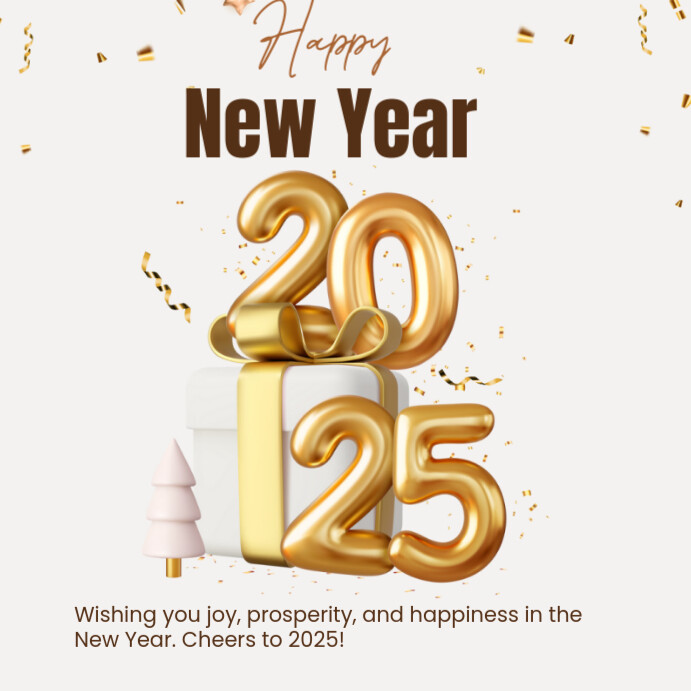 White Happy New Year 2025 Online Greeting Cards Instagram Post Template ...