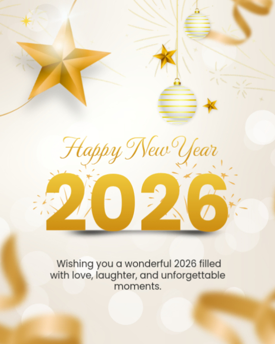 White Happy New Year 2026 Instagram Portrait Template | PosterMyWall