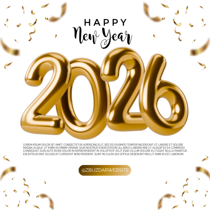 White Happy New Yer 2026 Instagram Post Template | PosterMyWall
