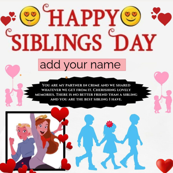 Plantilla de White Happy Siblings Day Instagram Post | PosterMyWall