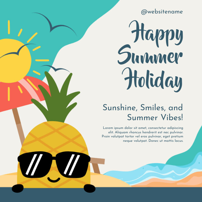 White Happy Summer Holiday Instagram Post Templat | PosterMyWall