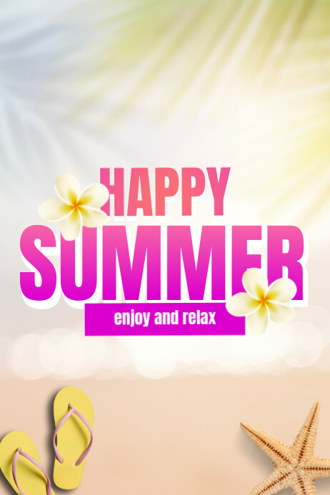 White Happy Summer Poster Templat | PosterMyWall