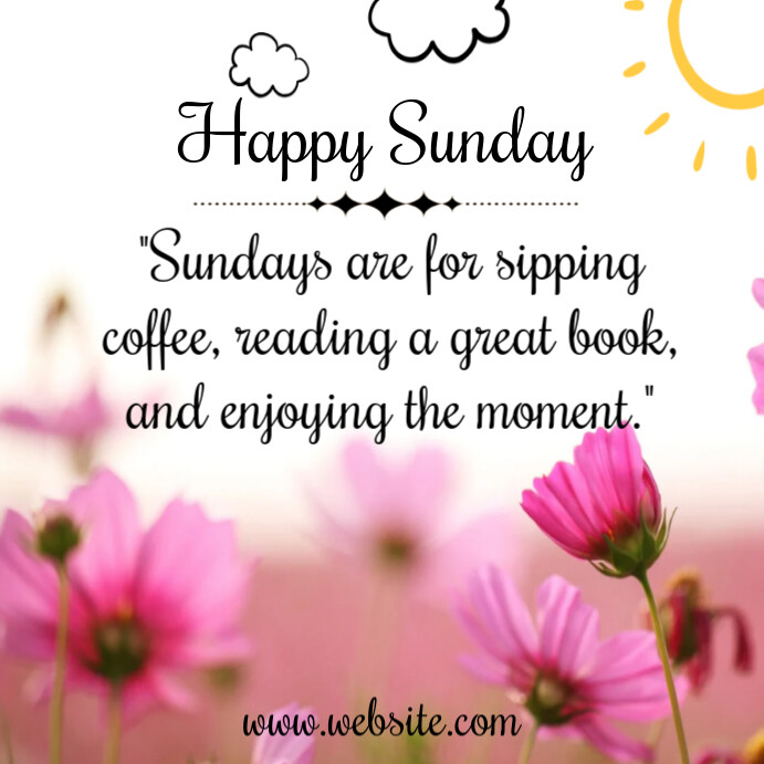 White Happy Sunday Instagram Post Template | PosterMyWall