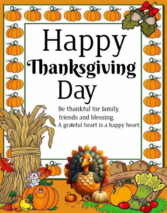 White Happy Thanksgiving Poster/wallboard Template | PosterMyWall