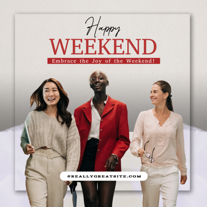 White Happy Weekend Instagram Post Template | PosterMyWall