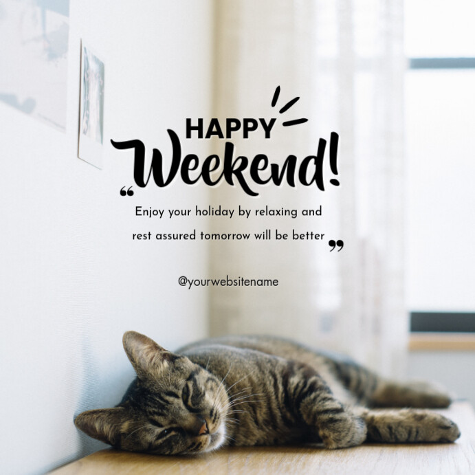 White Happy Weekend Instagram Post Template | PosterMyWall
