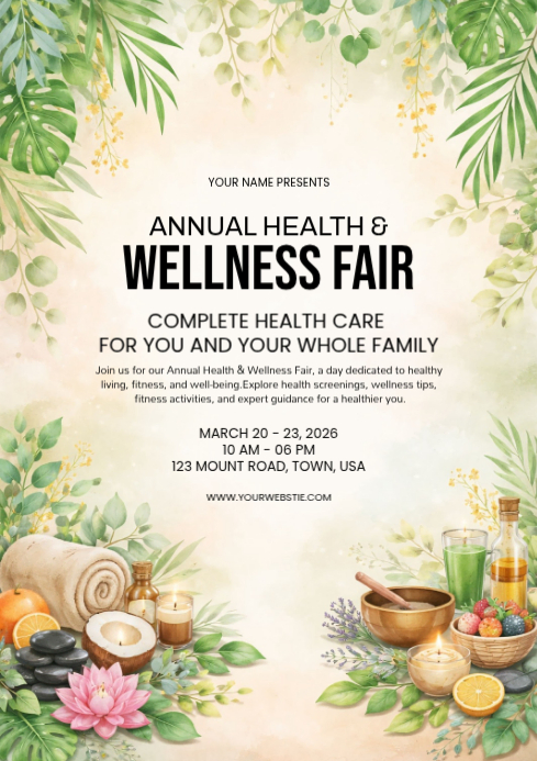 White Health and Wellness Fair A4 Template | PosterMyWall