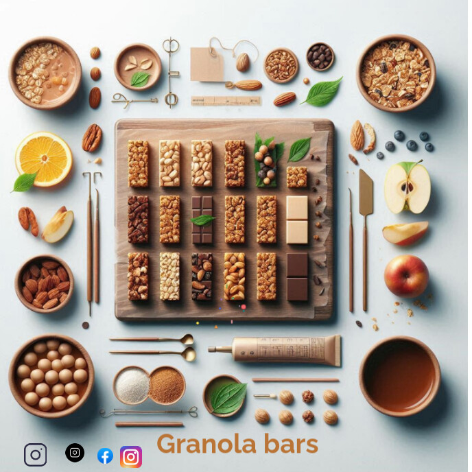 White Healthy Homemade Granola Bars Album Cover Template | PosterMyWall