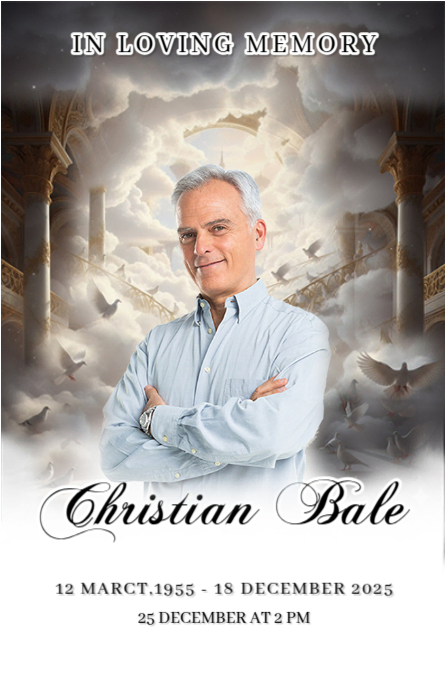 White heavenly background Funeral card Half Page Wide Template ...