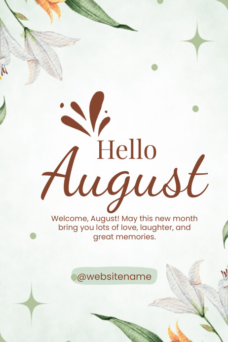 White Hello August Poster Template | PosterMyWall