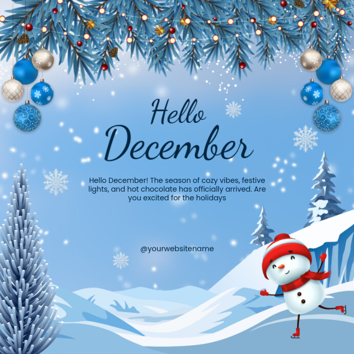 Plantilla de White Hello December Instagram Post | PosterMyWall