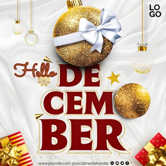 White Hello December Instagram Post Template | PosterMyWall