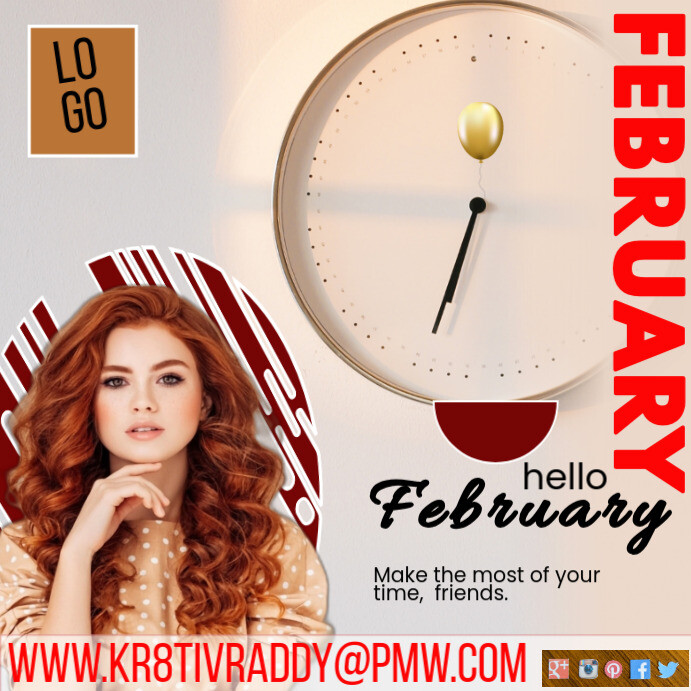 Copy of White Hello February Instagram Post | PosterMyWall