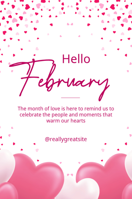 White hello February Poster 2026 Template | PosterMyWall