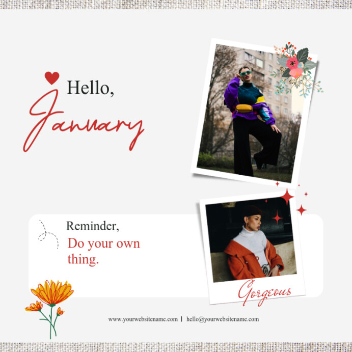 White Hello January Instagram Post Template | PosterMyWall