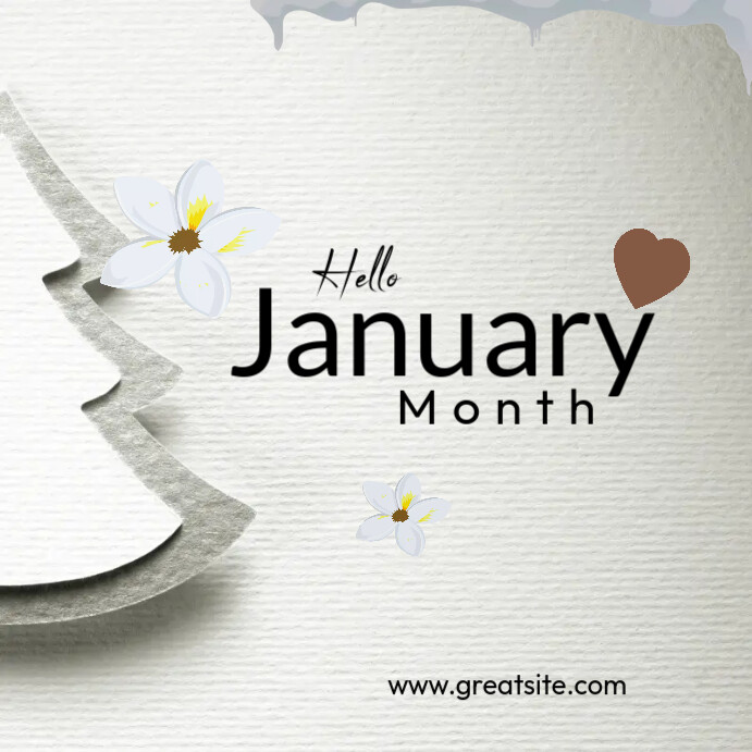 White Hello January Instagram Post Template | PosterMyWall
