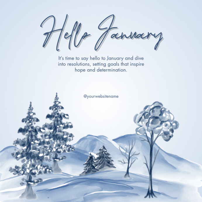 White Hello January Instagram Post Template | PosterMyWall