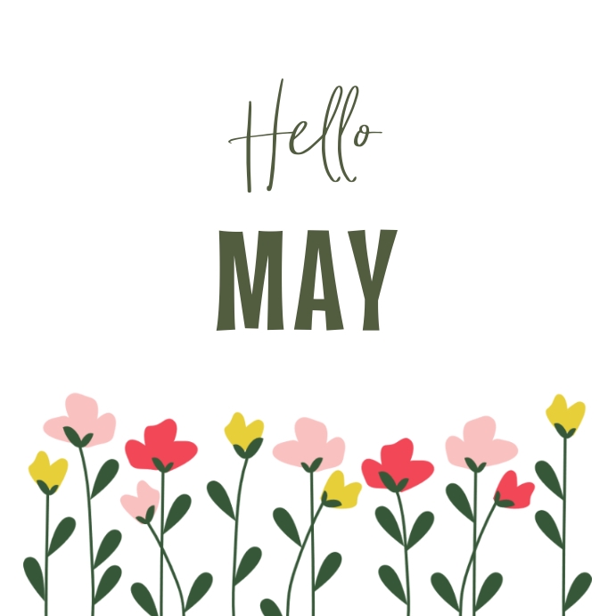 White Hello May Instagram Post Template | PosterMyWall