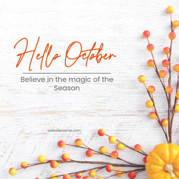 Plantilla de White Hello October Instagram Post | PosterMyWall