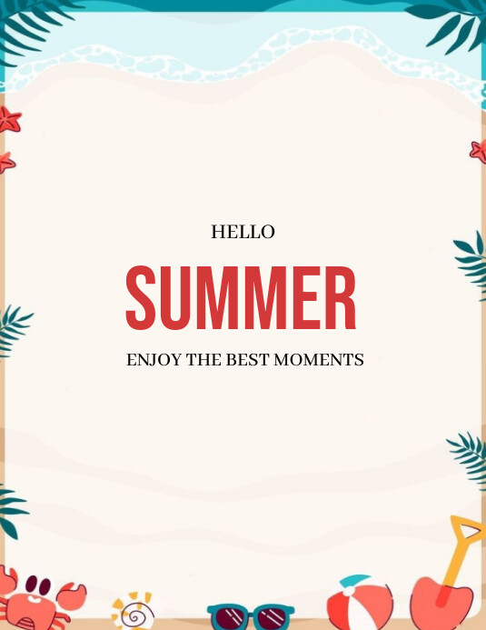 White Hello Summer Flyer (us Letter) Template | PosterMyWall