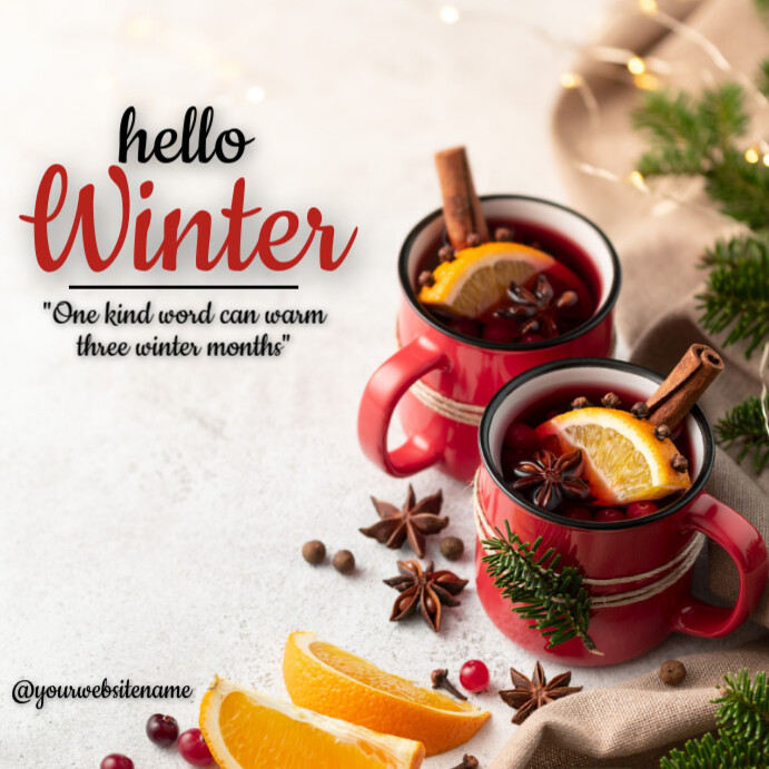 White Hello Winter Instagram Post Template | PosterMyWall