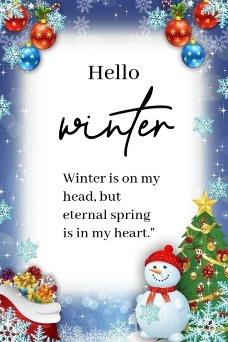 White Hello Winter Poster Template | PosterMyWall