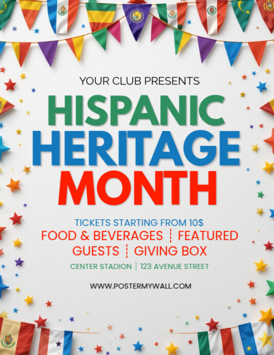 White Hispanic Heritage Month Flyer (us Letter) Template | PosterMyWall