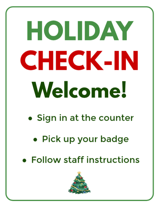 Plantilla de White Holiday Event Check In Signage Hotel Seminar Cruise ...