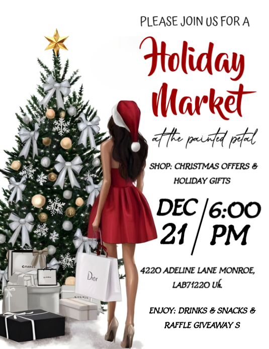 White Holiday Market Flyer (us Letter) Template | PosterMyWall