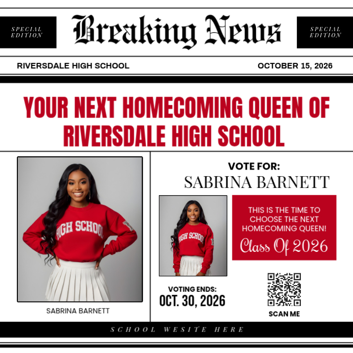 Copy of White Homecoming Queen Instagram Post | PosterMyWall