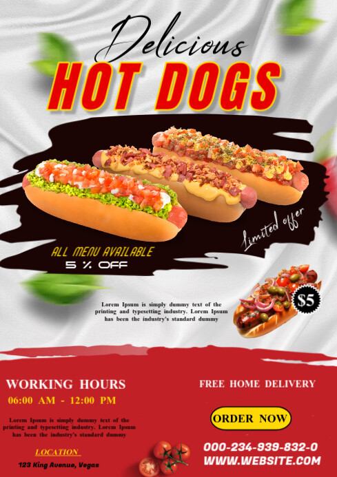 Copy of White Hot Dogs Design Template A1 | PosterMyWall