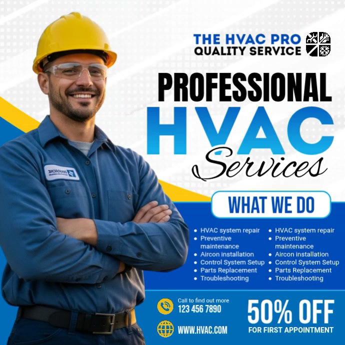 White HVAC Services Template | PosterMyWall